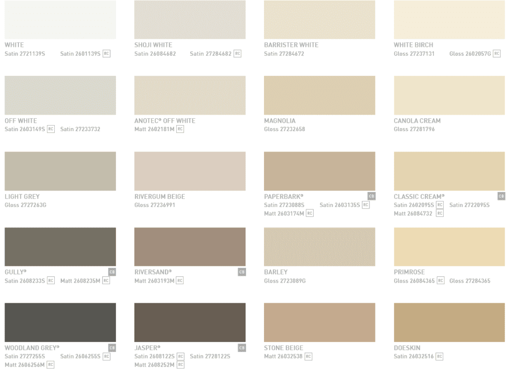 Dulux Colour Range - Protective Powder Coating Dulux Colour Range - Protective Powder Coating