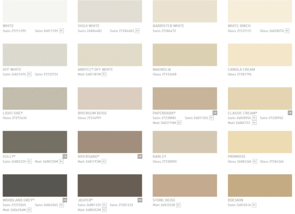 Dulux Colour Range - Protective Powder Coating