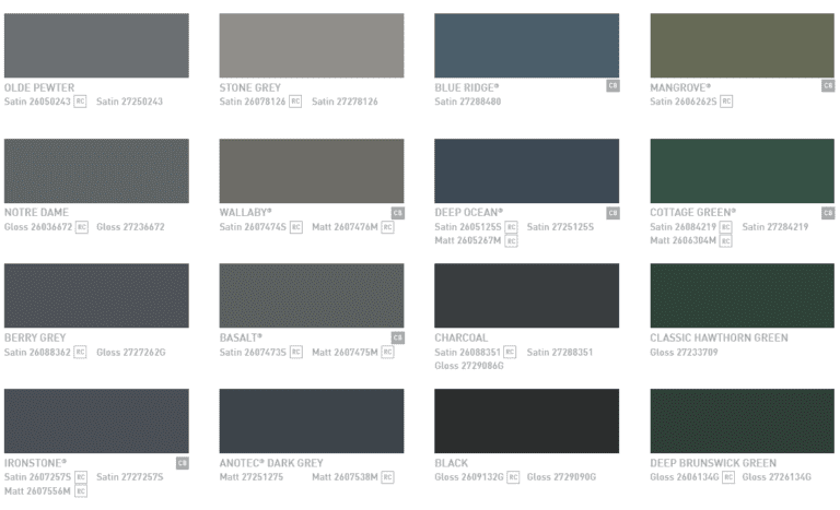 Dulux Colour Range - Protective Powder Coating